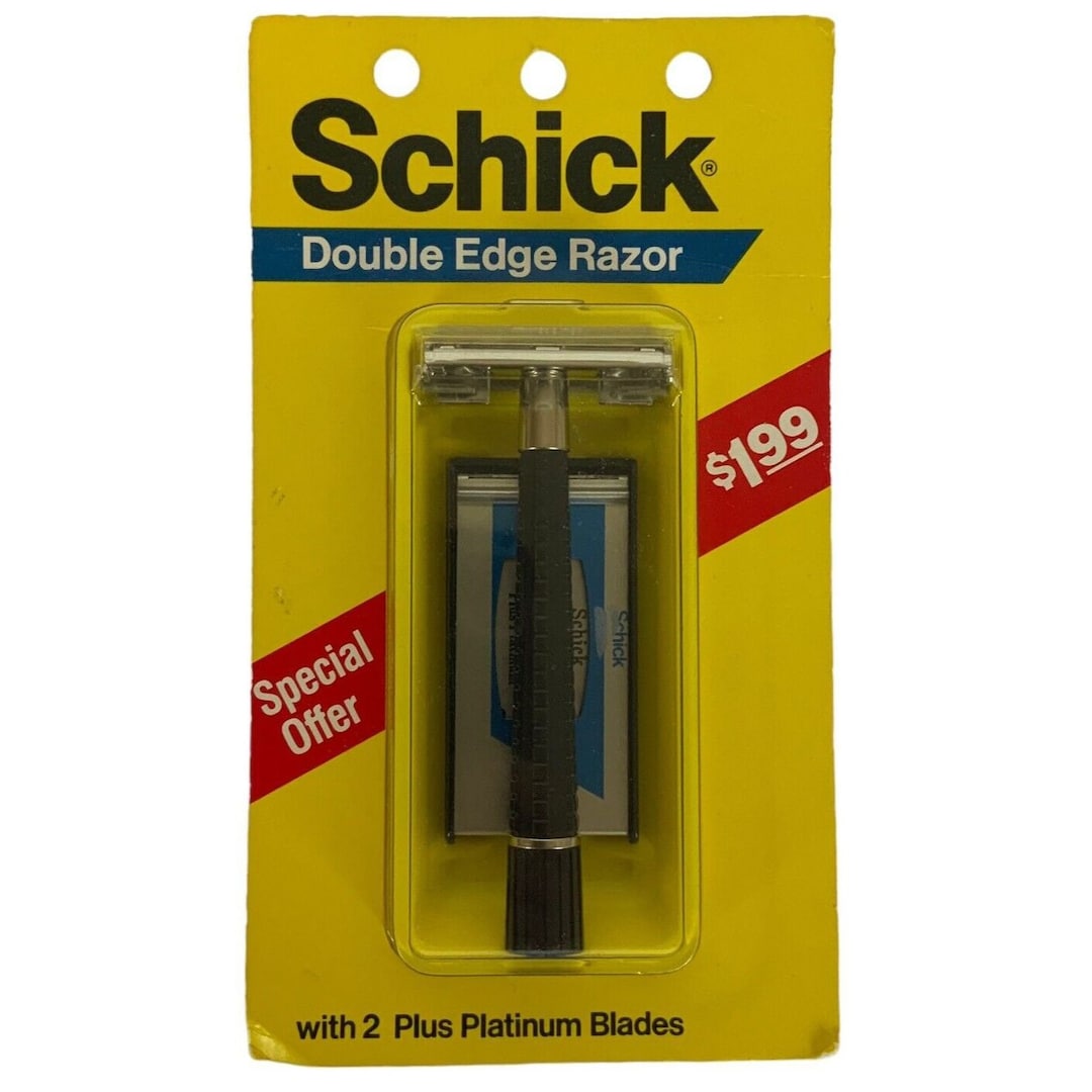 Schick Double Edge Razor With 2 Plus Platinum Blades Travel Case New ...