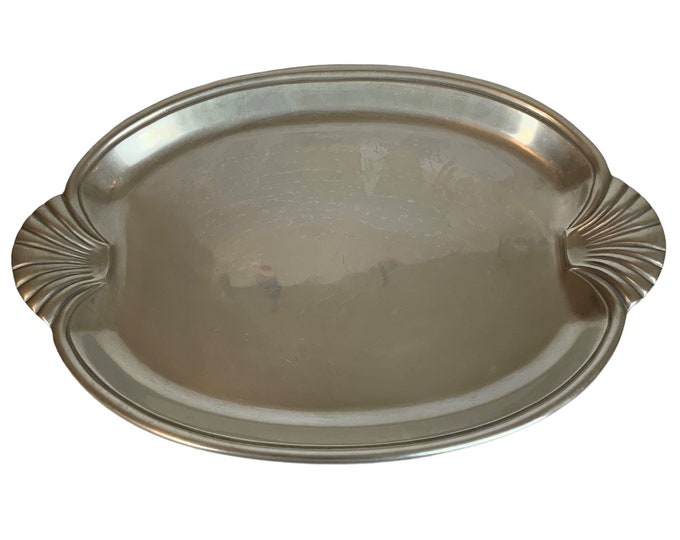 Wilton Armetale Scallop Handle Buffet Serving Tray 21 Inch Oval Pewter ...