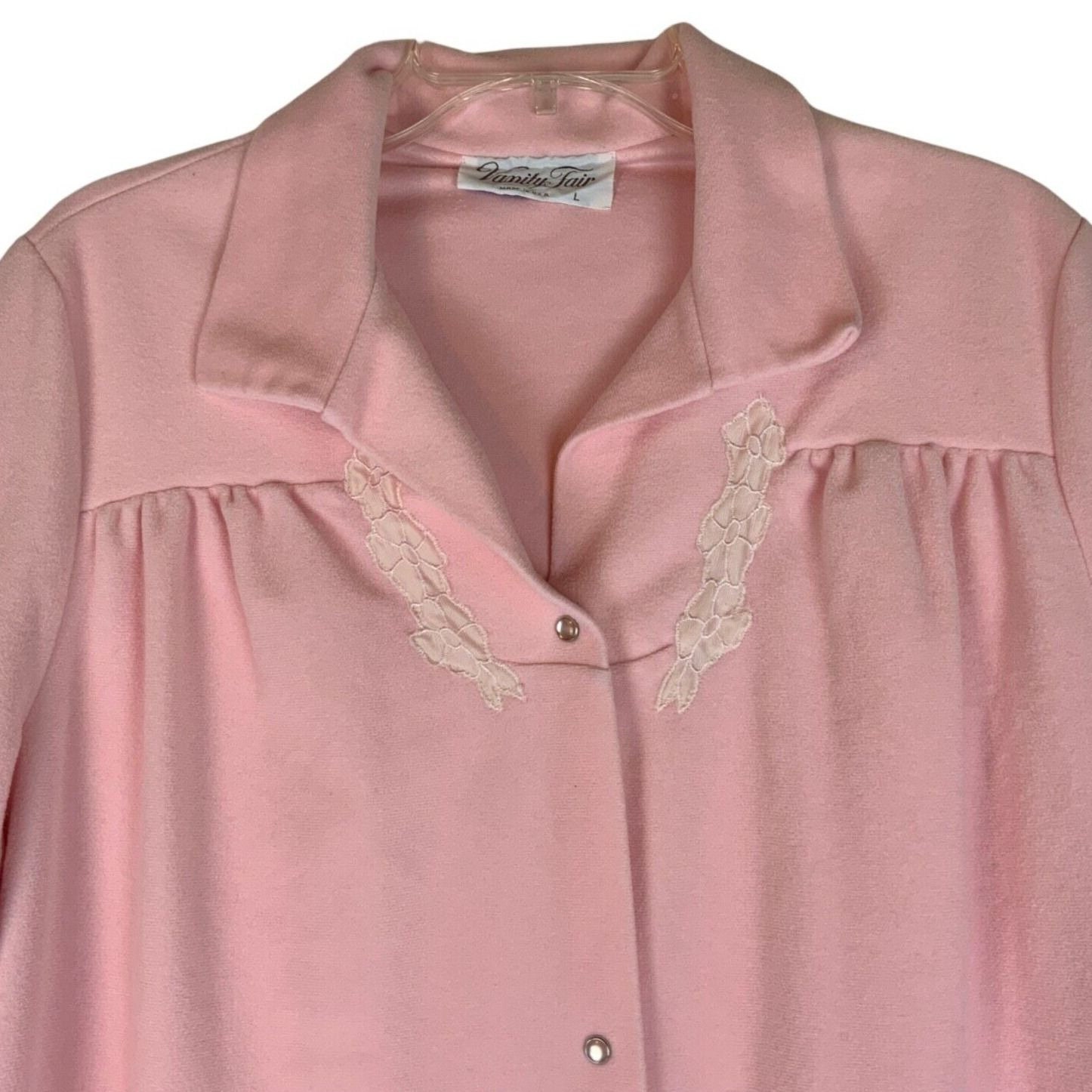 Vanity Fair Plush Velour House Coat Robe Size Large Pale Pink Snap ...