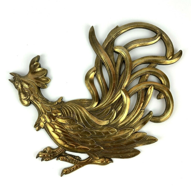 Syroco Rooster Cock Gold Gilded Plastic Wall Hanging Decor Mid - Etsy