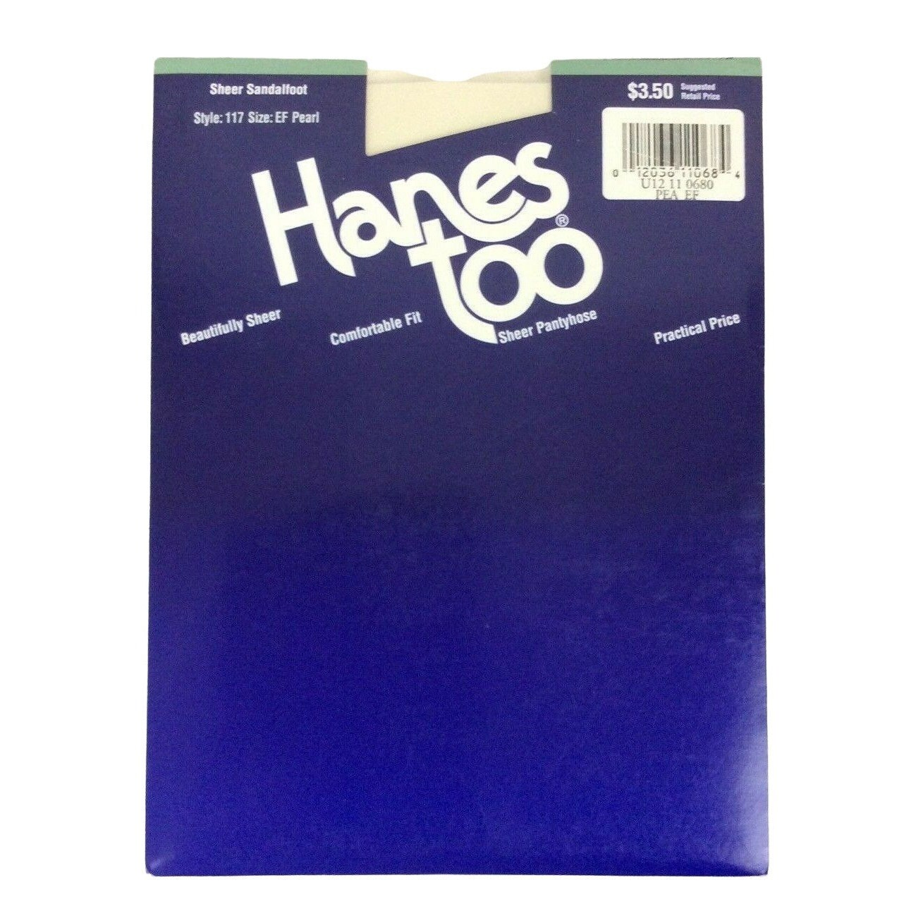Hanes Too Pantyhose Size EF XL Pearl Sheer Sandalfoot Vtg 1994 Made in ...