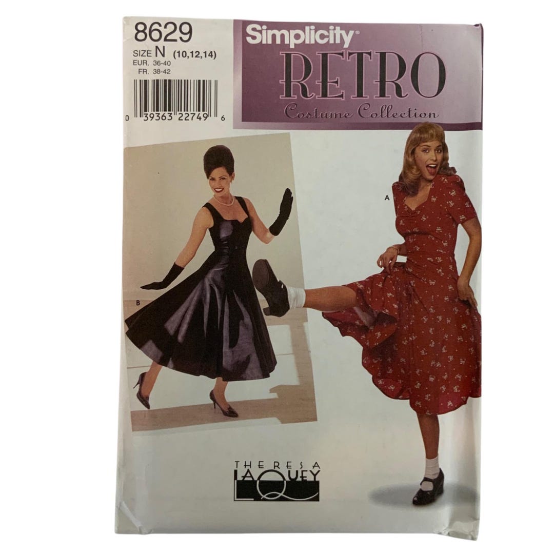 Simplicity 8629 Retro Costume Collection Swing Dress Sewing Pattern Sizes 10-14 1999 - Etsy