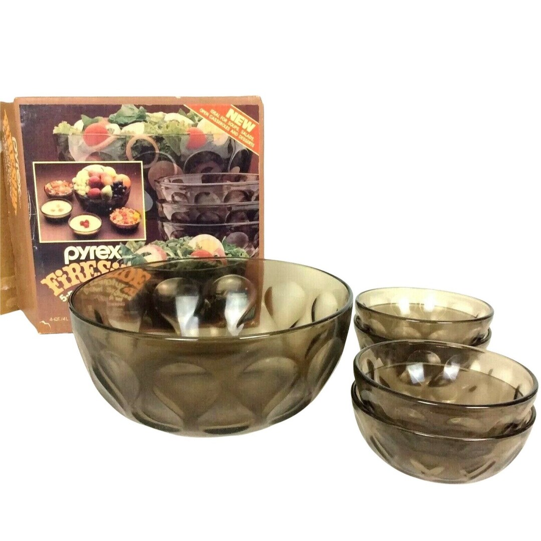 Pyrex Fireside 5 Piece Sculptured Bowl Set 844-F Brown Glass - Etsy