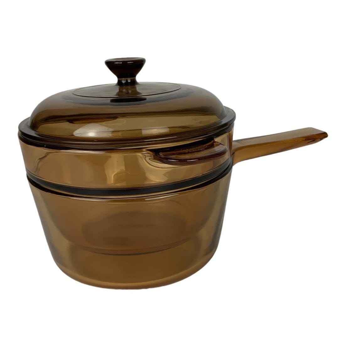 Pyrex Corning Vision 1.5L Amber Saucepan With Double Boiler Insert ...