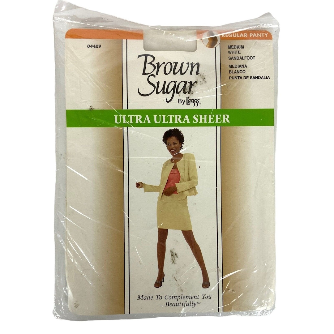 Leggs Brown Sugar Pantyhose Size Medium White Ultra Sheer Sandalfoot ...