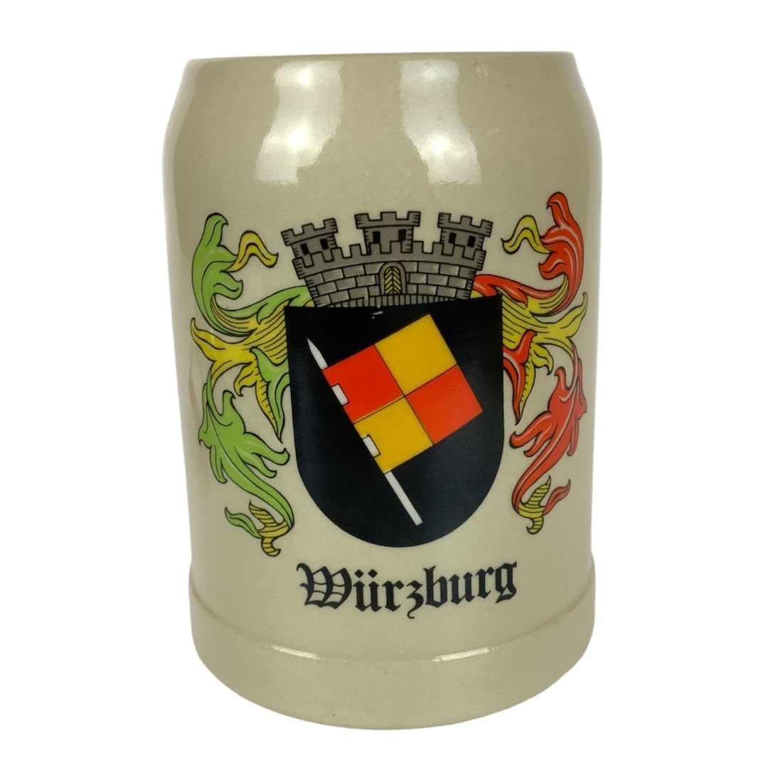Vintage Wurzburg Beer Stein Mug Coat of Arms Germany Bavaria Bar Man ...