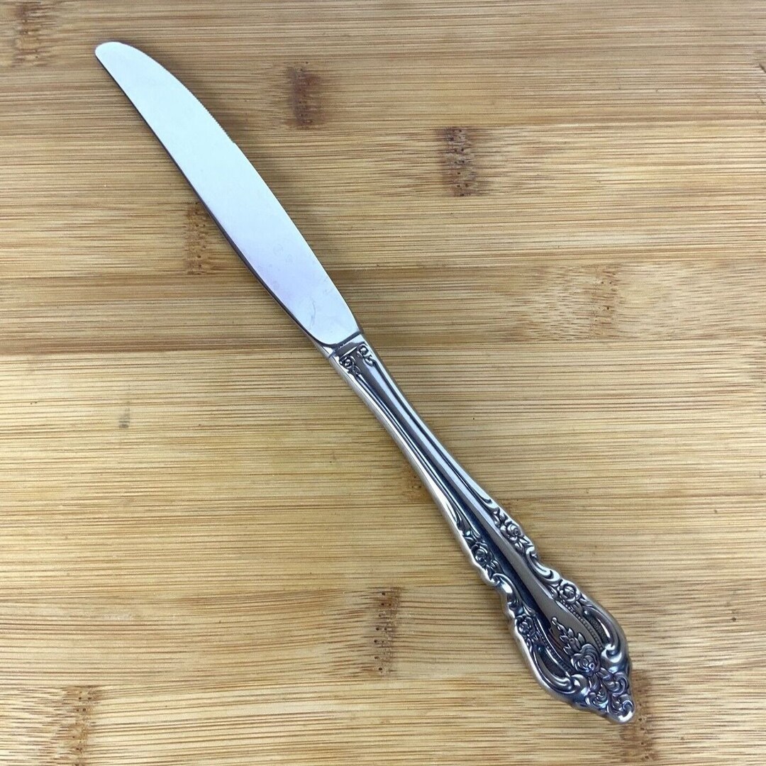 Oneida Community Stainless Brahms Modern Hollow Knife Shiny Roses ...