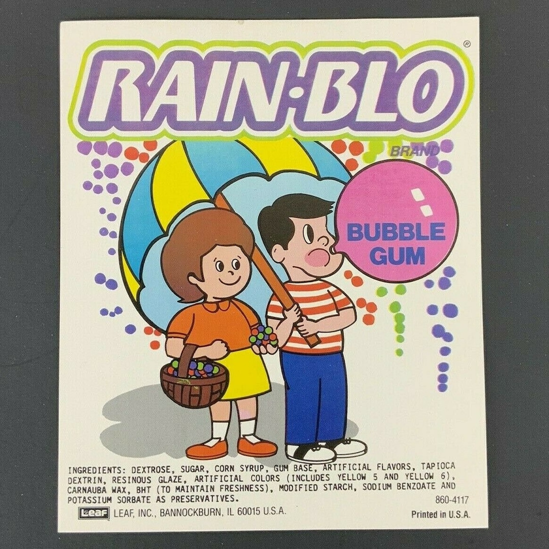 Rain-blo Bubble Gum Vending Machine Card Advertising Insert Vtg 1980s ...