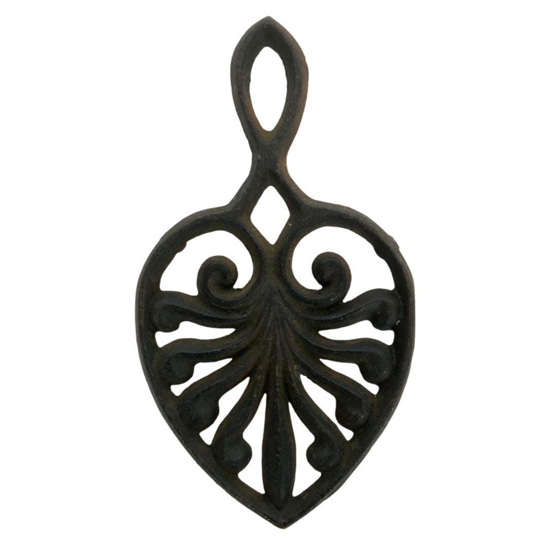 Wilton Mini Cast Iron Trivet Leaf Motif Black Vintage Decorative ...