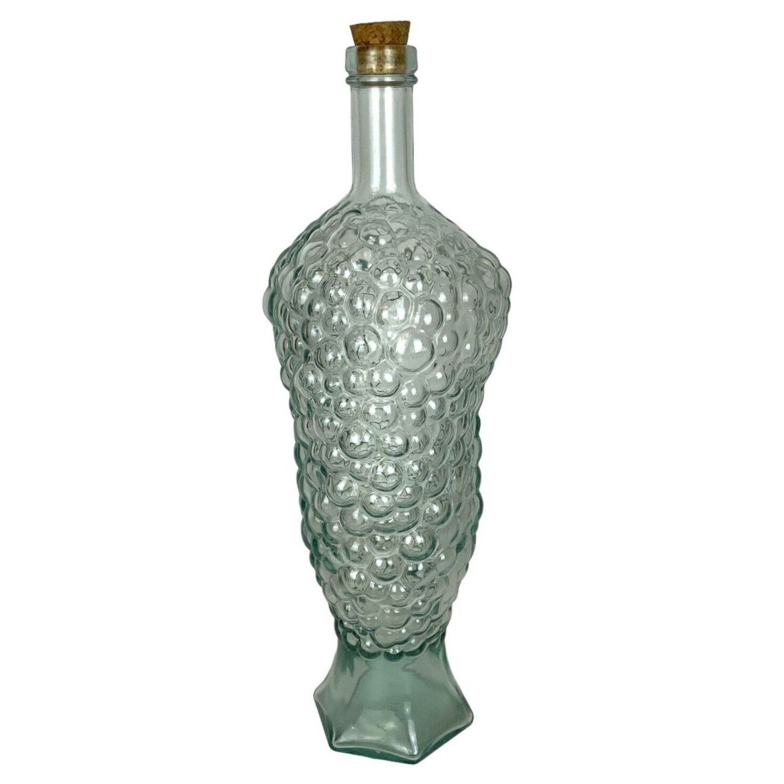 Textured Green Glass Bottle Wine Decanter Grape Clusters Leaf Tall ...