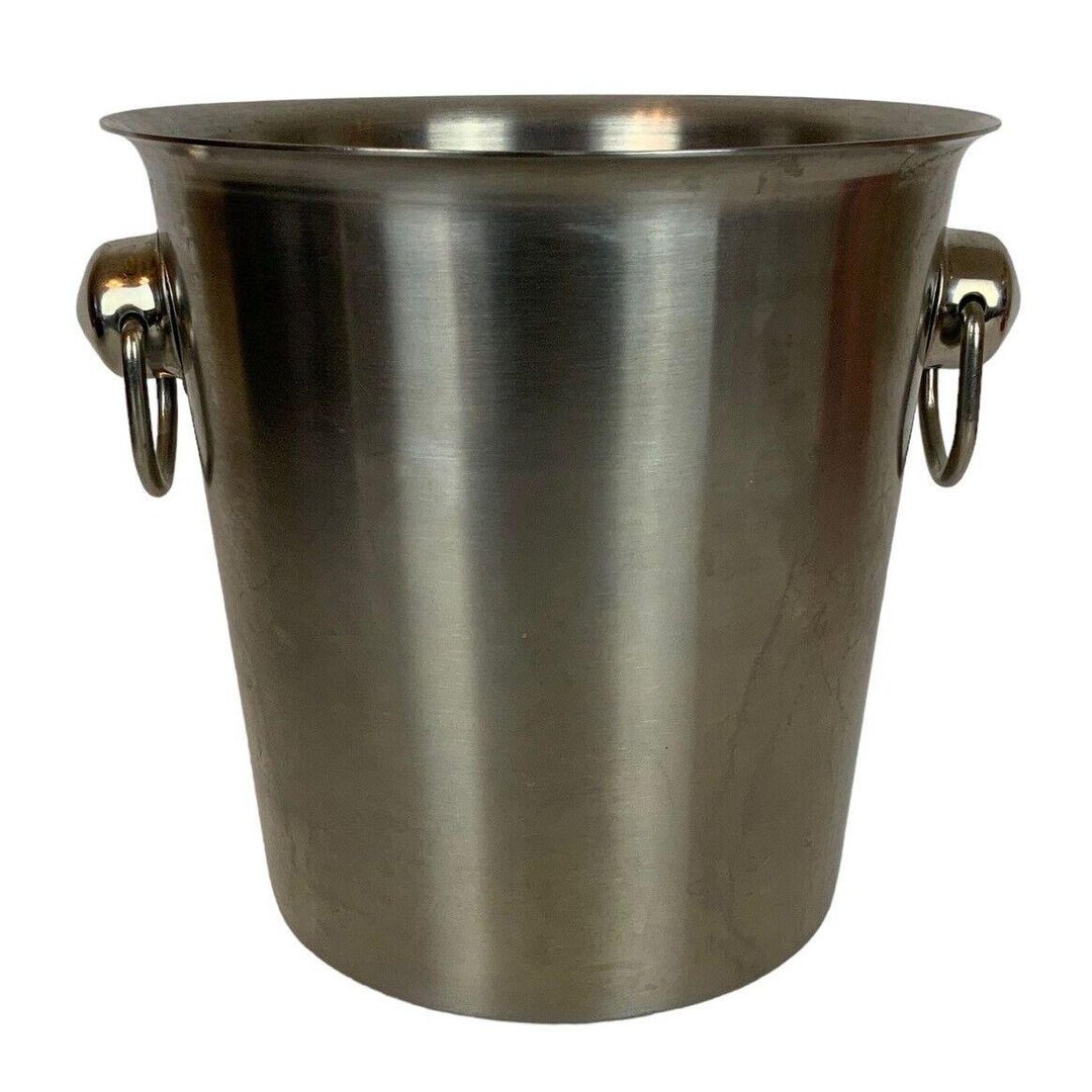 Stainless Steel Wine Champagne Chiller Ice Bucket Side Handles Durable ...