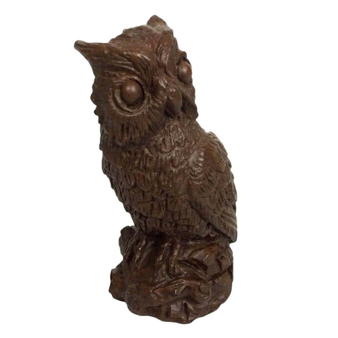 Red Mill Manufacturing Owl Figurine Molded Crushed Pecan Shell Resin ...