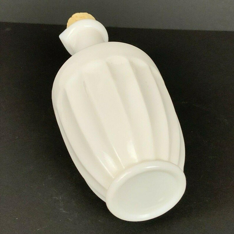 Small Milk Glass Pitcher With Cork Stopper White Fluted Vintage Oil ...