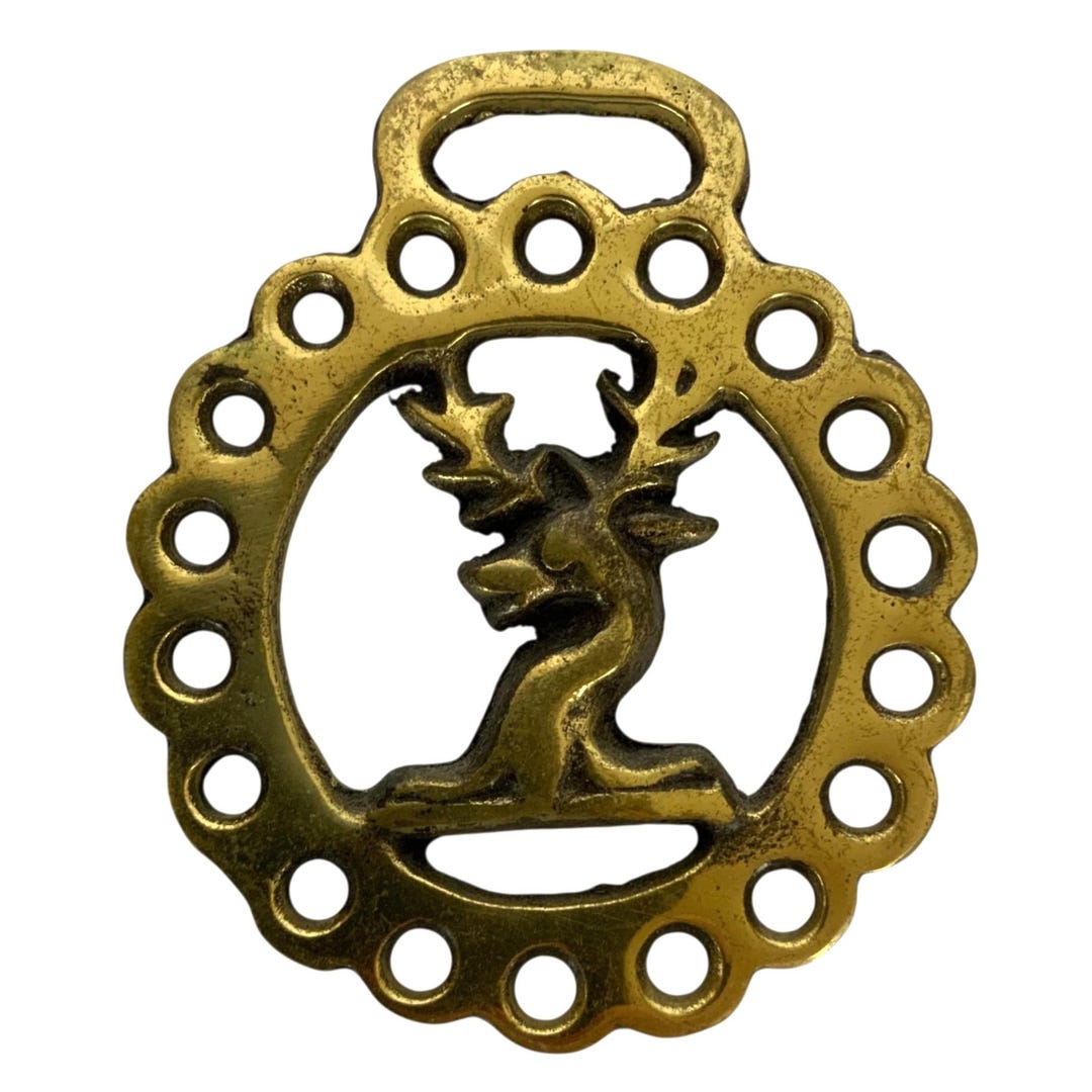 Vintage Horse Brass Harness Medallion With Stag Deer Head Design ...