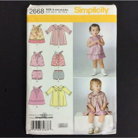 Simplicity 2668 Infant Baby Girl 0-18 M Dress Top Coat - Etsy