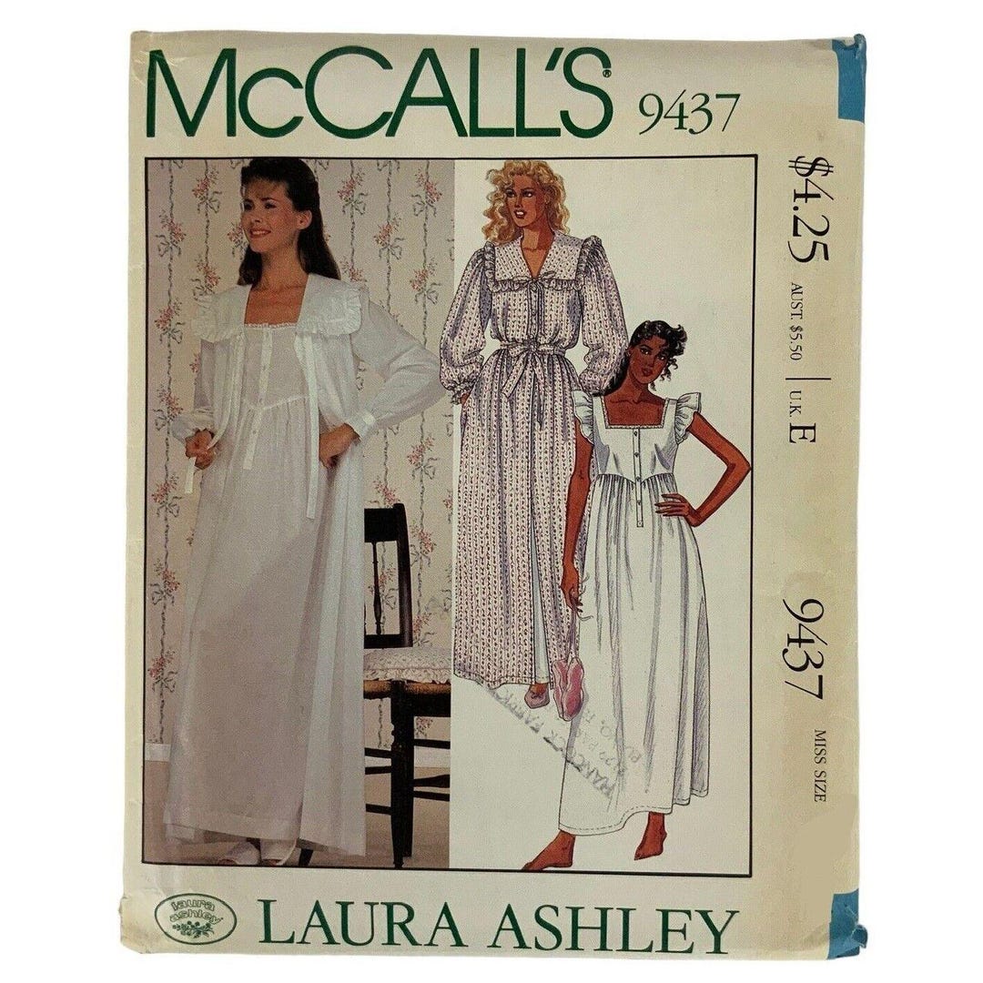 Laura Ashley for Mccalls 9437 Misses Robe Nightgown Sewing Pattern ...