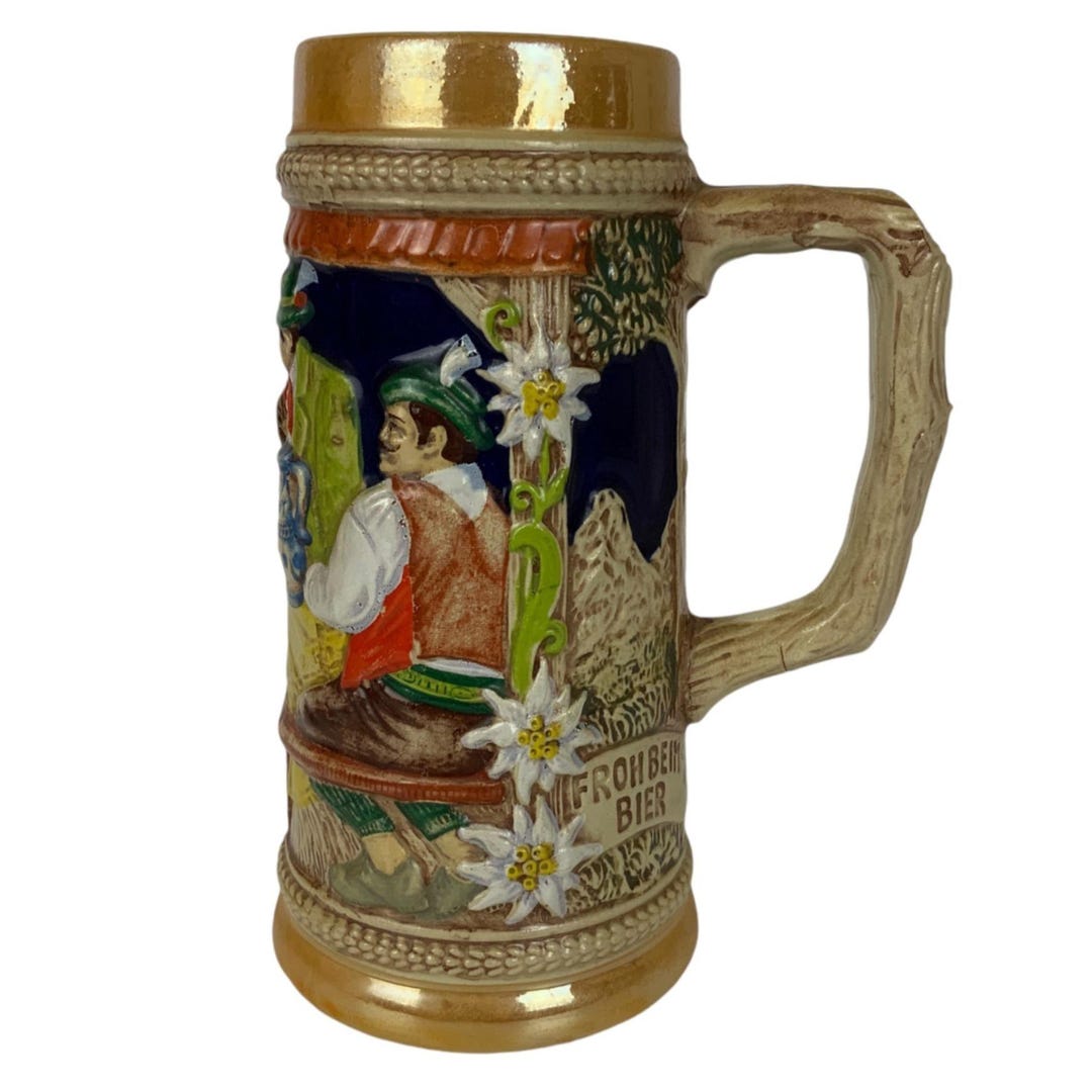 Gerz Original Beer Stein Mug Froh Beim Bier Vintage Hand-painted West ...