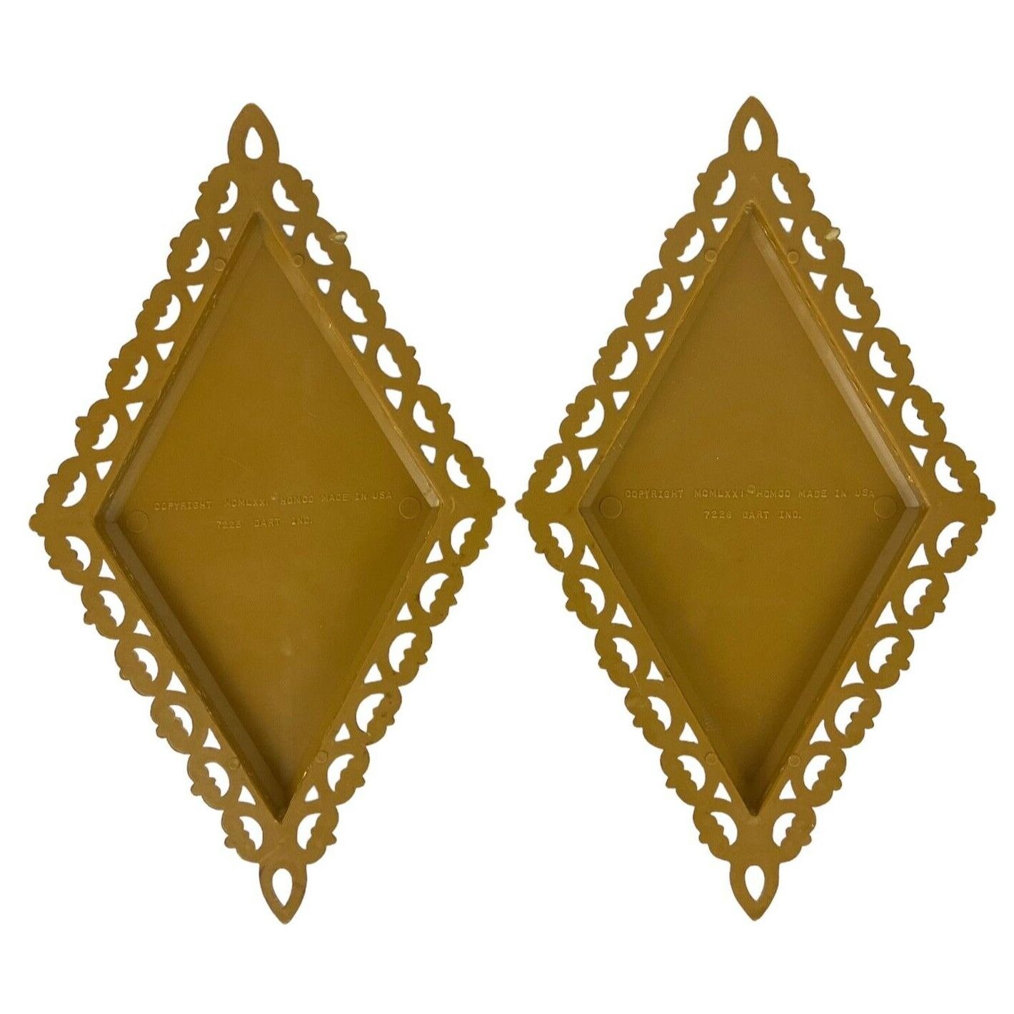 Homco Decorative Wall Plaques Gold Gilt Plastic Diamond Shape - Etsy