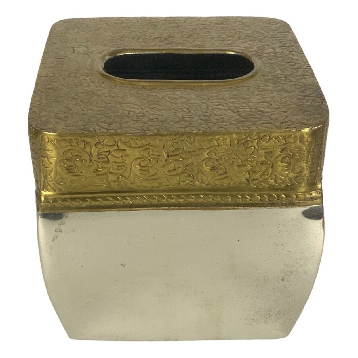 Veratex Tissue Box Cover Square Embossed Brass Chrome Shiny - Etsy Veratex Tissue Box Cover Square Embossed Brass Chrome Shiny - Etsy
