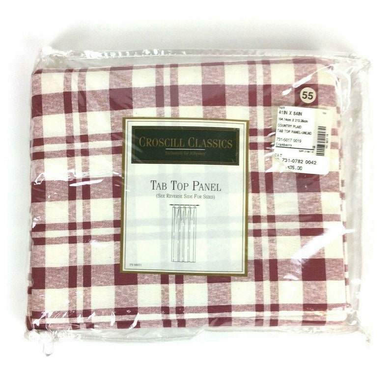 Croscill Classics Country Plaid Tab Top Curtain Panel 41x84 Red White ...