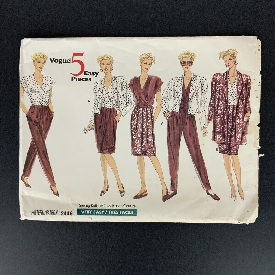 Vogue 2446 Five Easy Pieces Wardrobe Size 8 10 12 Easy Sewing Pattern ...