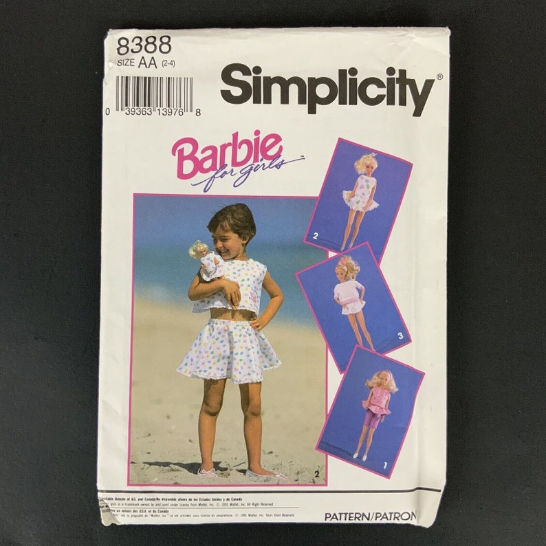 Simplicity 8388 Barbie Girls & Doll Matching Outfits Sz 2-4 Sewing ...