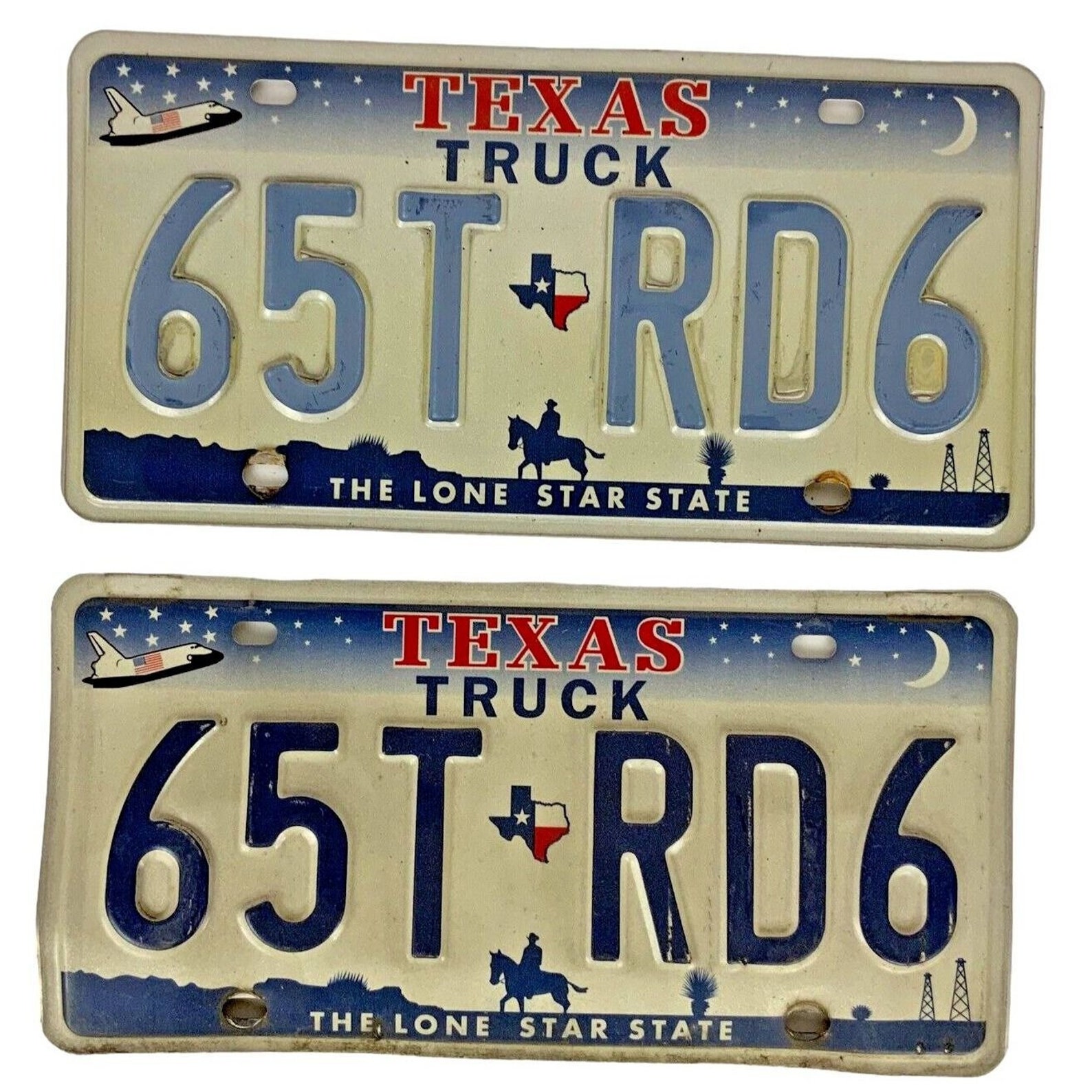 Texas Retired License Plate Pair 65T RD6 Lone Star State Garage Man ...