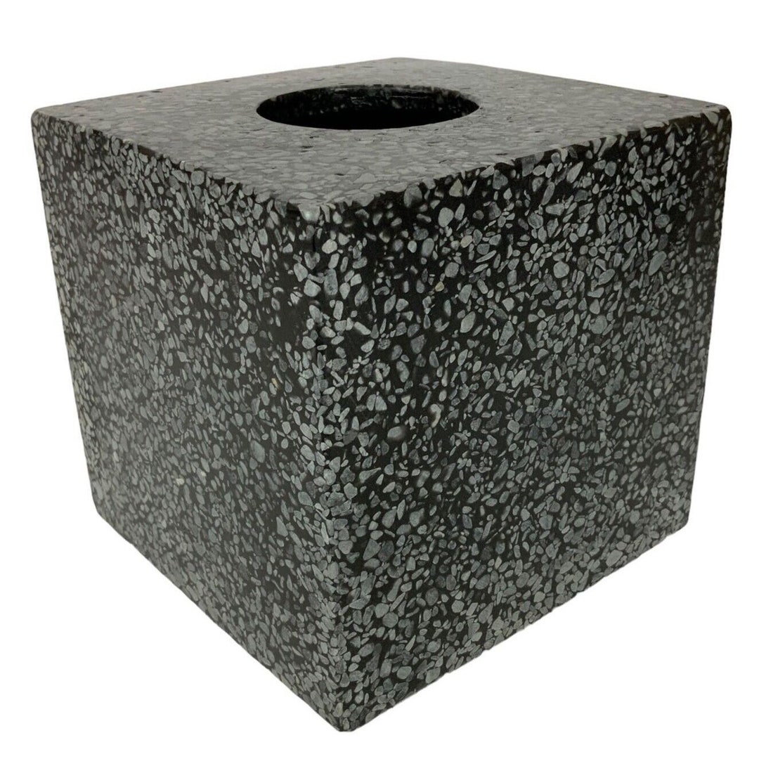 Granite Texture Tissue Box Cover Black Gray Square Heavy Modern Bath ...