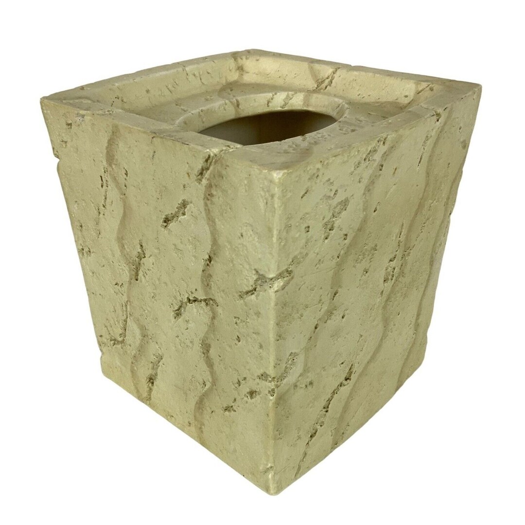 Faux Stone Tissue Box Cover Beige Square Handpainted Rustic - Etsy