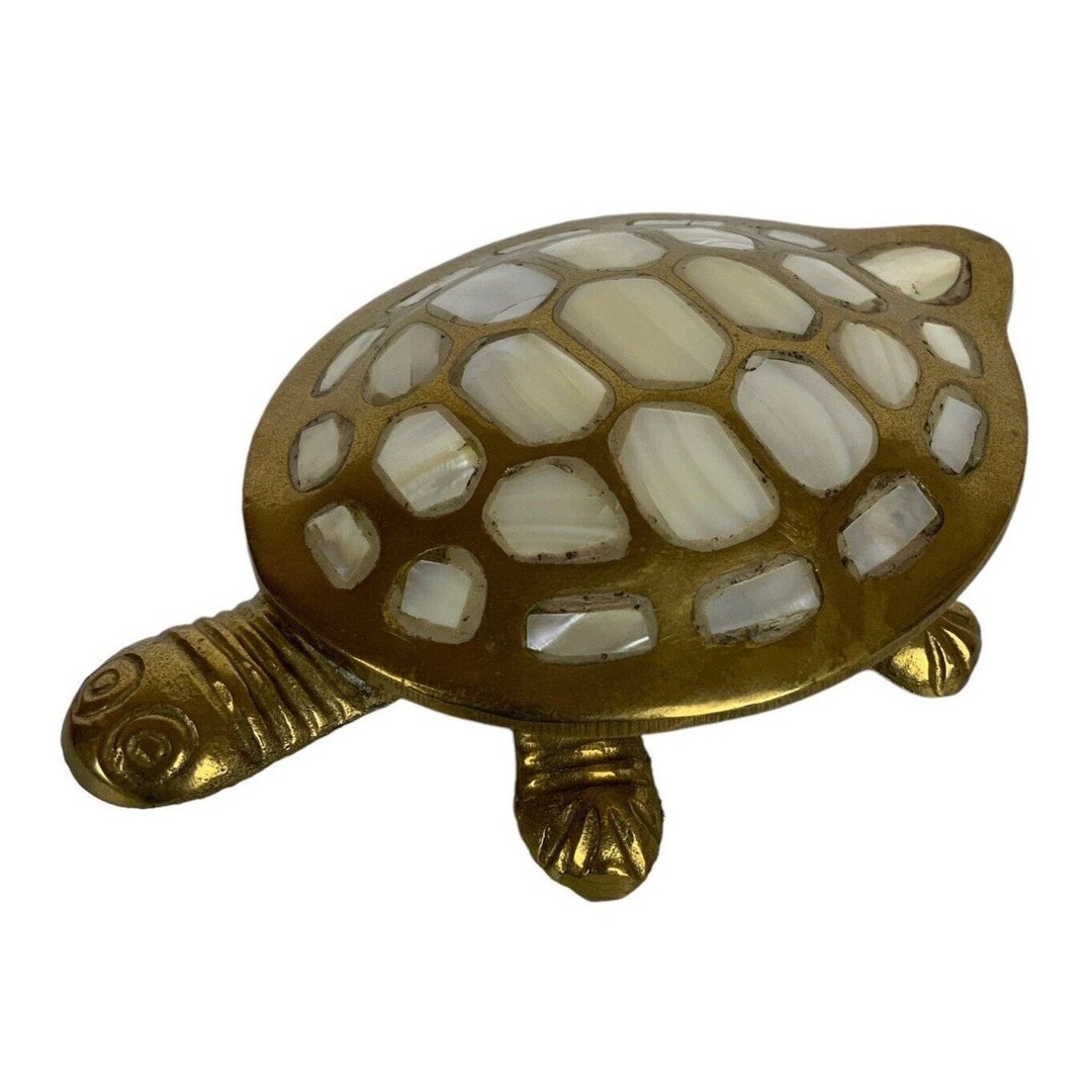 Brass Turtle Trinket Box With Mother of Pearl Shell Inlay - Etsy