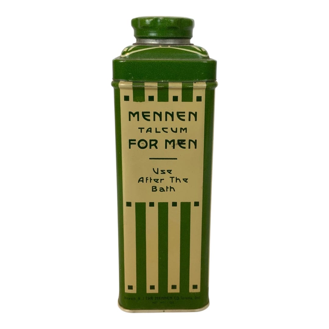 Vintage Mennen Talcum Powder for Men After Bath Striped Tin Collectible ...