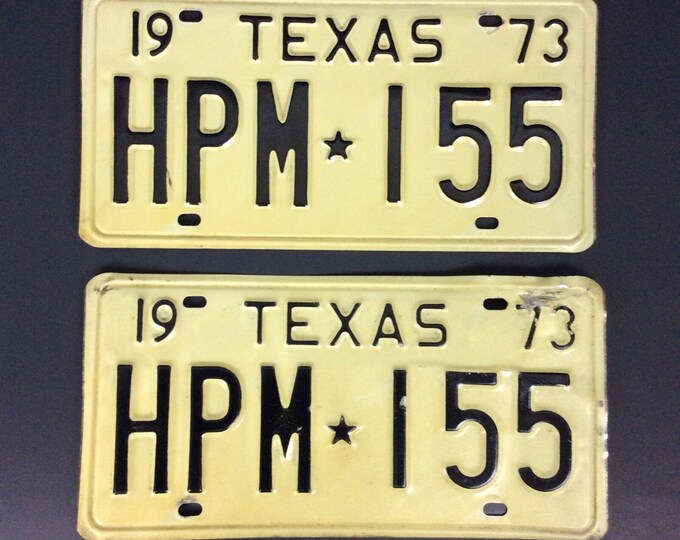 Vintage Texas License Plates Pair 1973 HPM155 Lone Star Classic Car Man ...