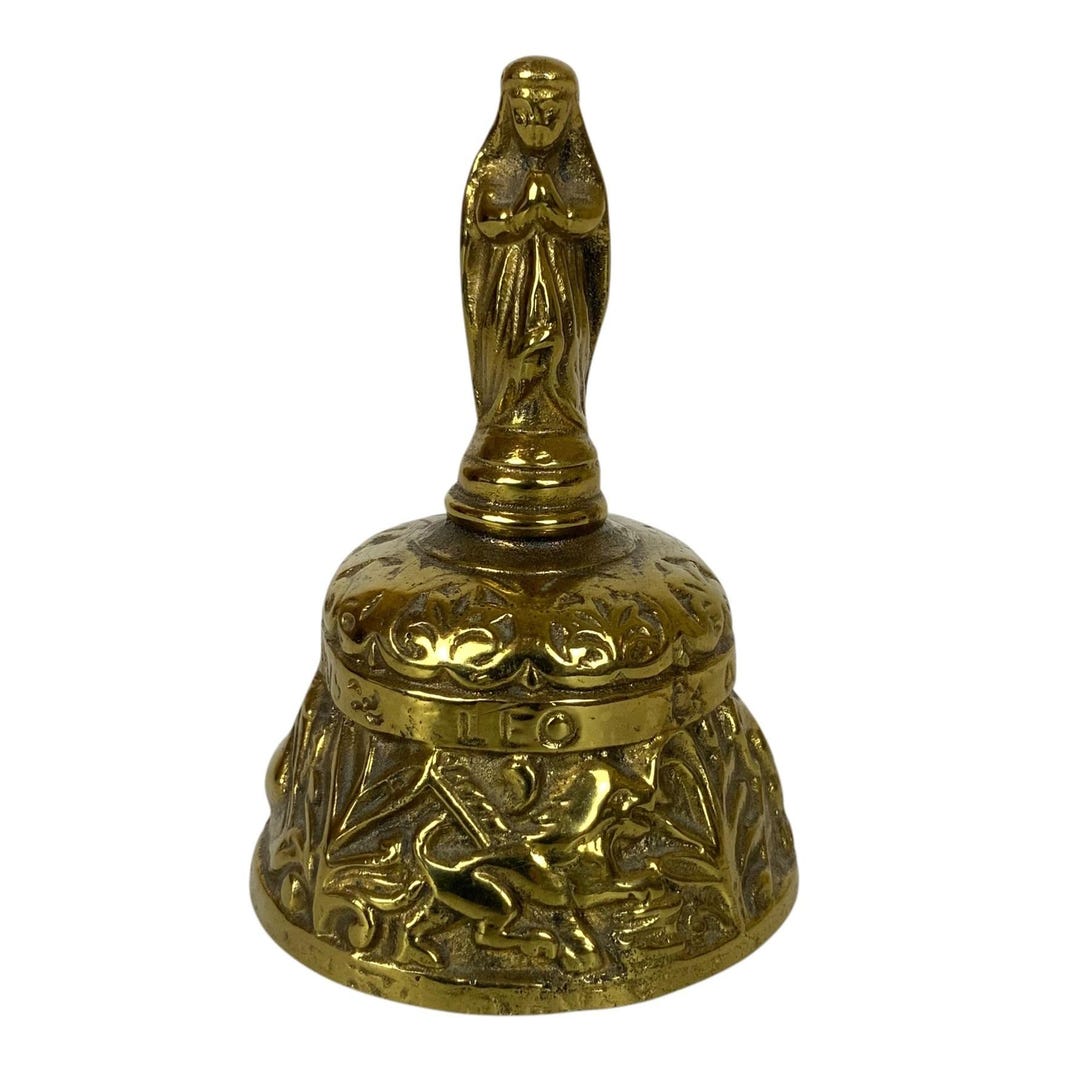 Vintage Brass Catholic Altar Bell With Virgin Mary Handle and Animal ...