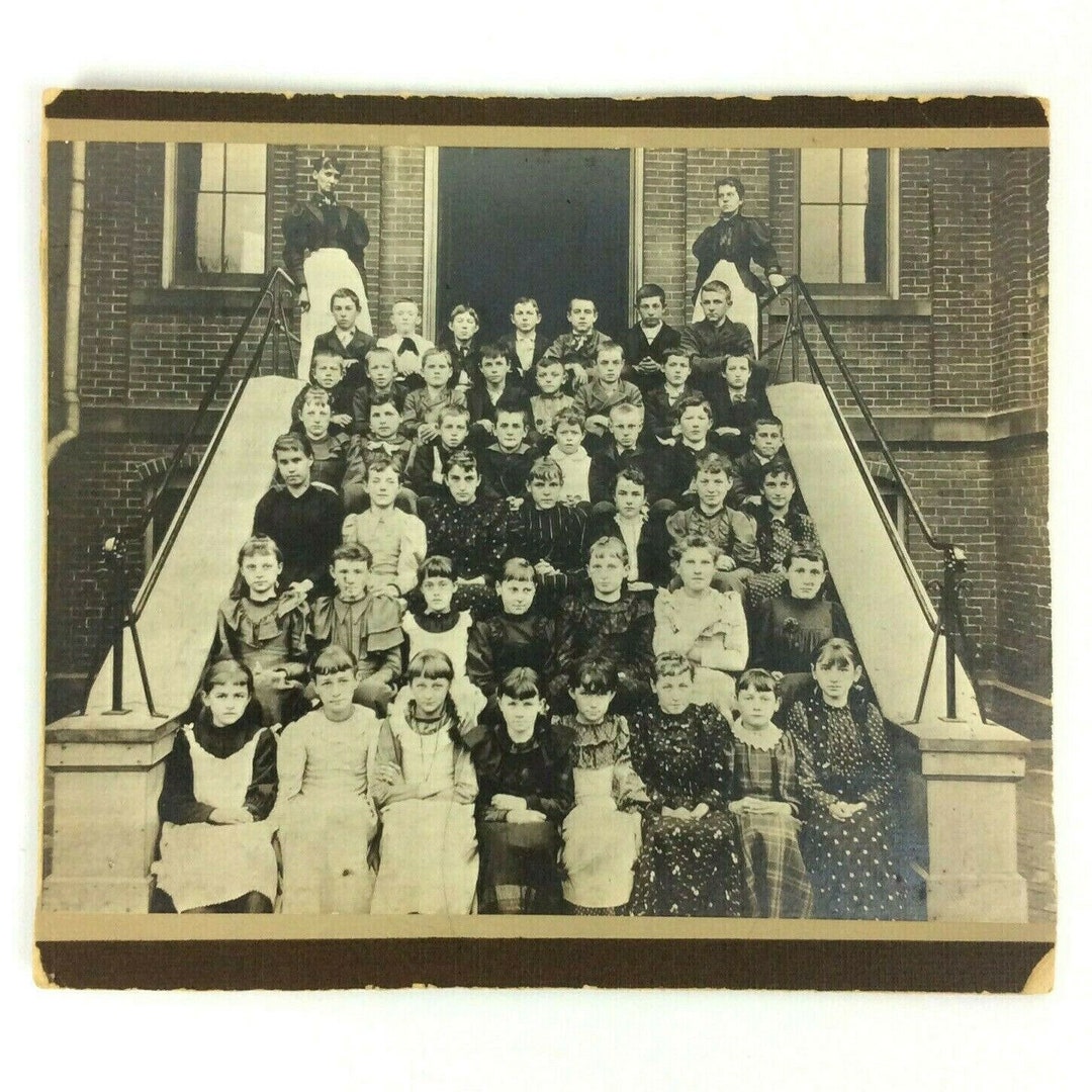 Early 1900s Grammar Elementary School Cabinet Photo Teachers Boys Girls ...