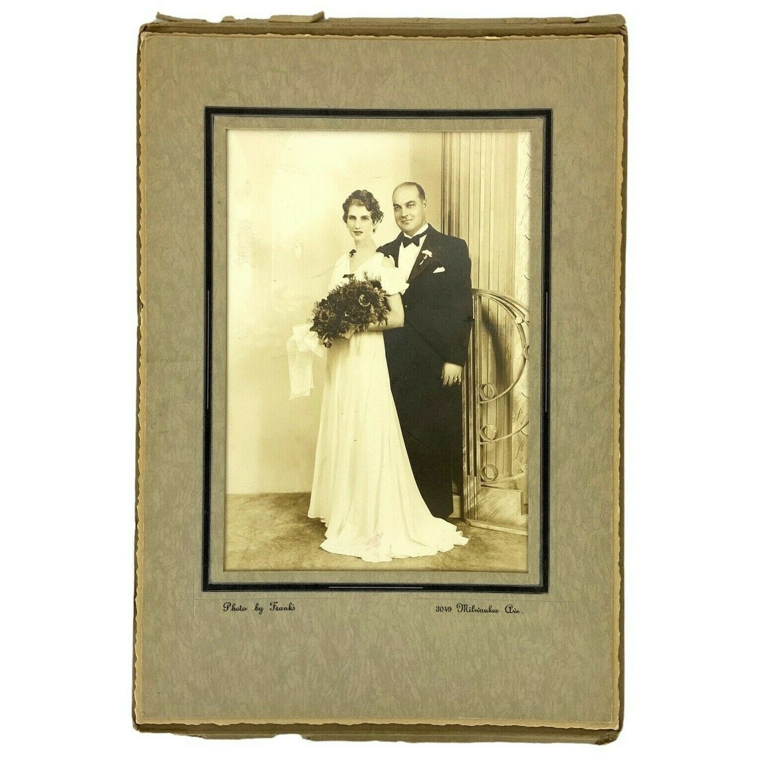 Vintage Wedding Portrait Photo Bride Groom Full Length Black - Etsy