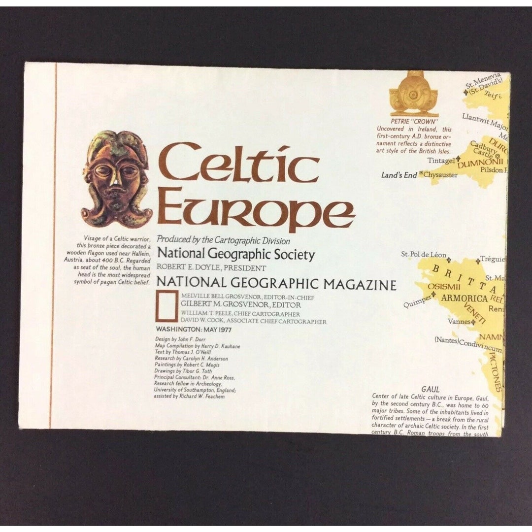 Celtic Europe History Map National Geographic Society Vintage May 1977 ...