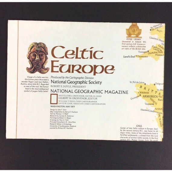 Celtic Europe History Map National Geographic Society Vintage | Etsy