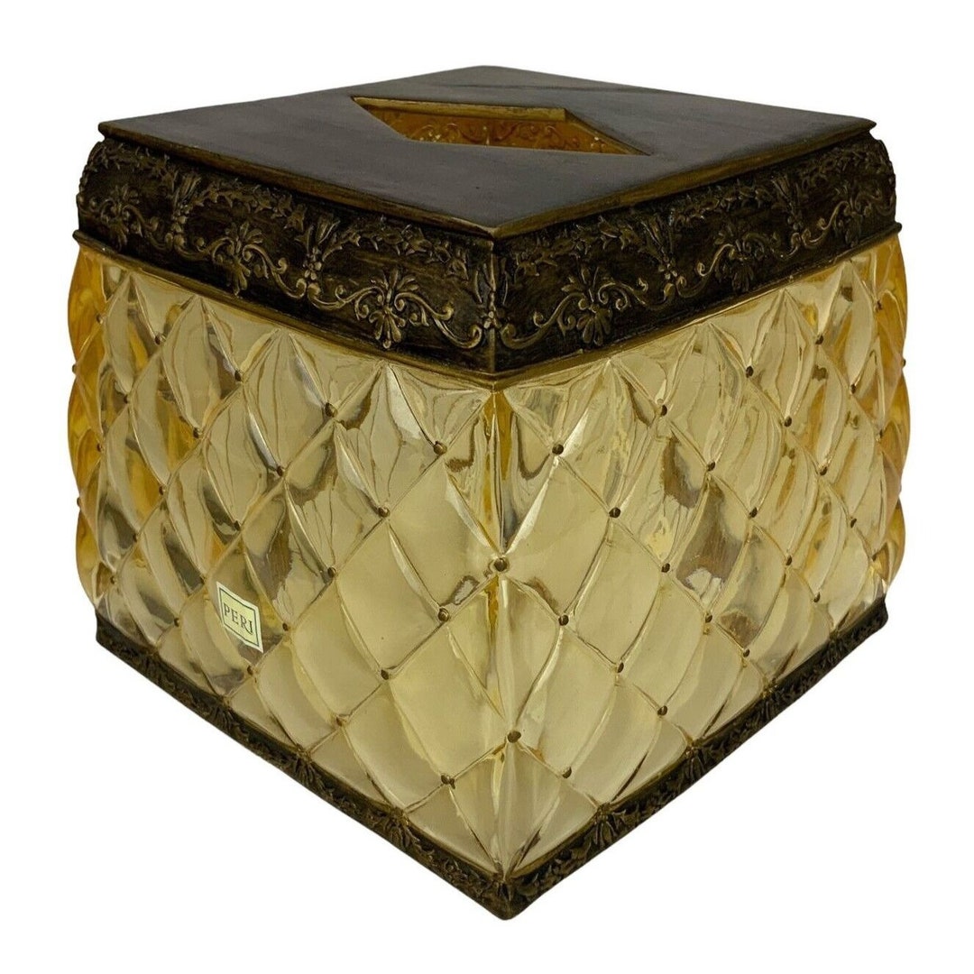 Peri Crystal Tissue Box Cover Faceted Plastic Square Boho Glam Bathroom ...