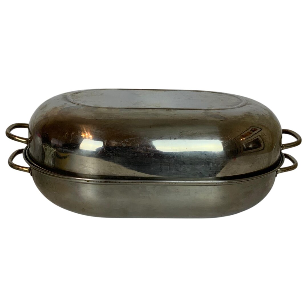 Vintage Revere Ware Stainless Steel Oval Roasting Pan With Handles ...