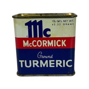 Mccormick Spice Tin Ground Turmeric Blue White 1.5 Oz Vintage 1960s - Etsy
