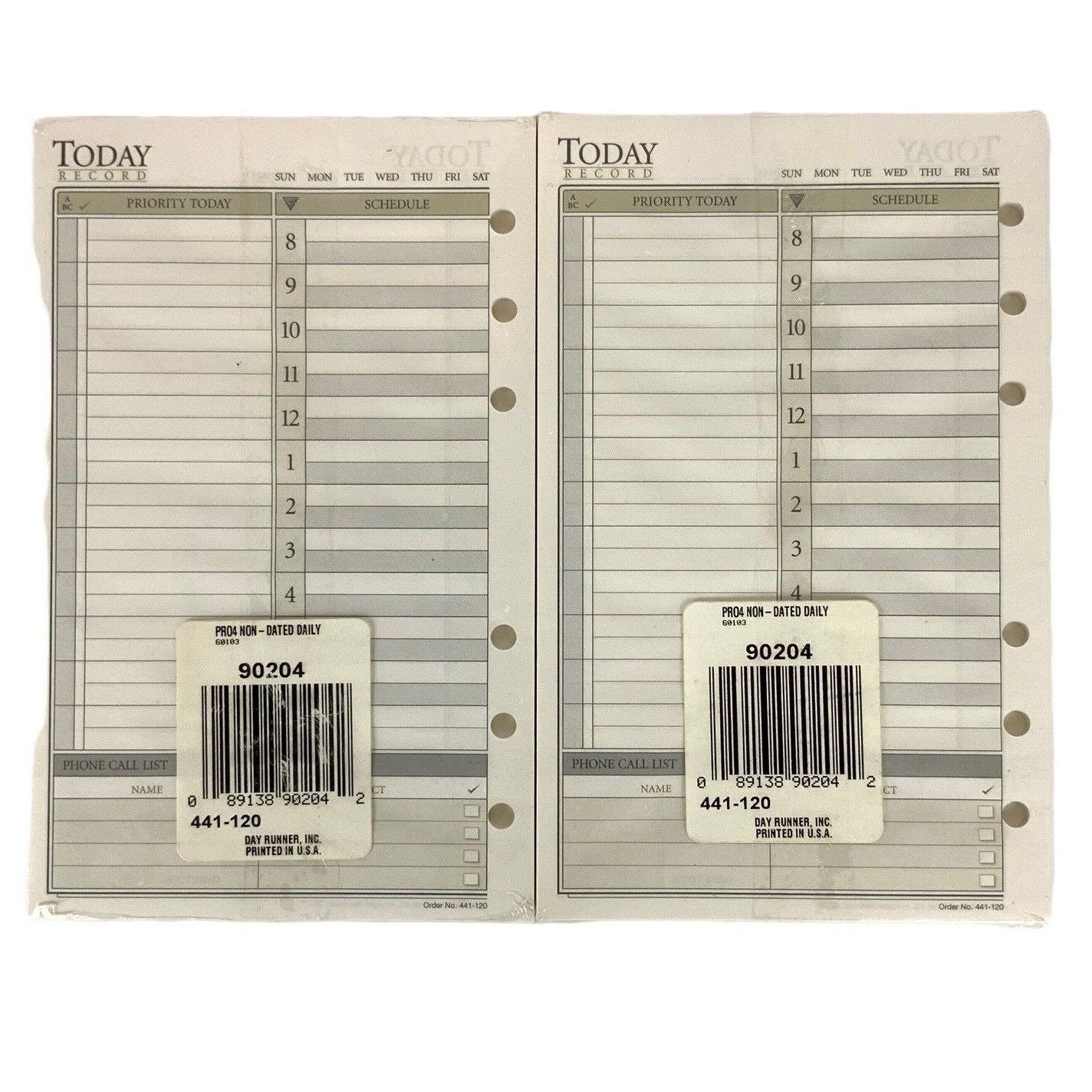 Day Runner Non Dated Daily Calender Refill Pages 2 Pack Fits 4x6 ...