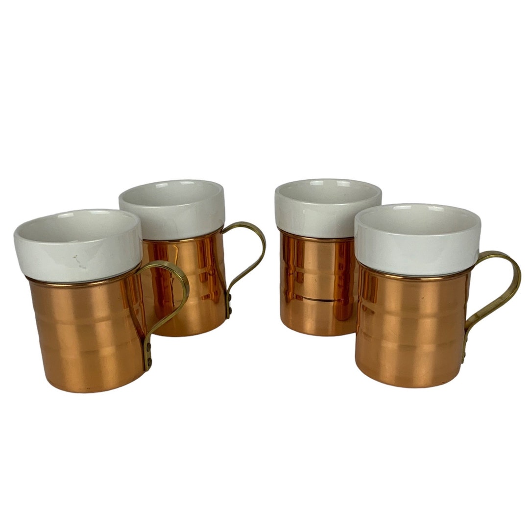 Vintage Baker Hart Stuart Copper Ceramic Mugs Set of 4 Turkish Coffee ...