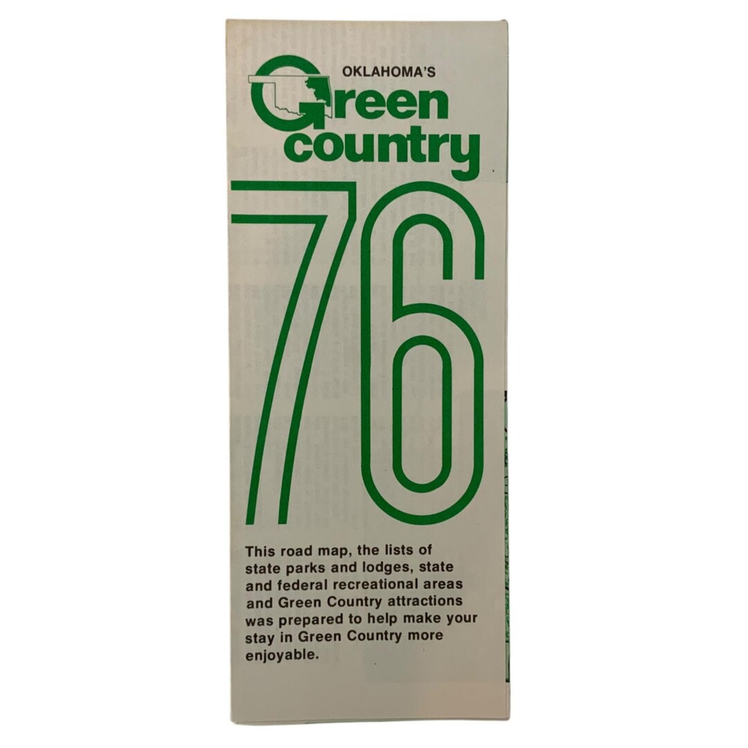 Vintage 1976 Oklahoma Green Country Map Guide Tourist Souvenir ...