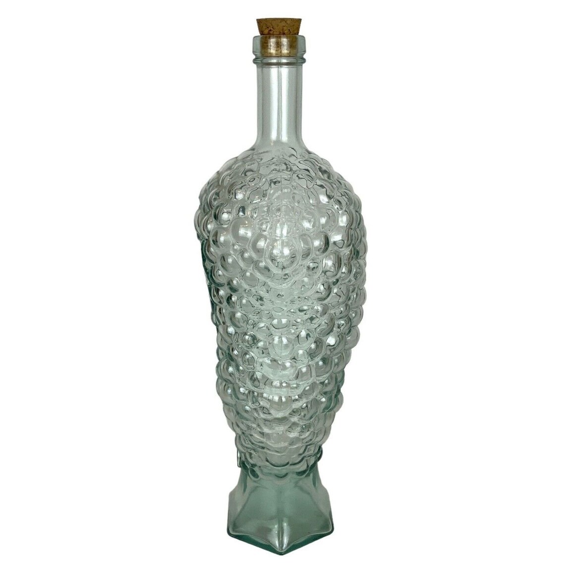 Textured Green Glass Bottle Wine Decanter Grape Clusters Leaf Tall ...