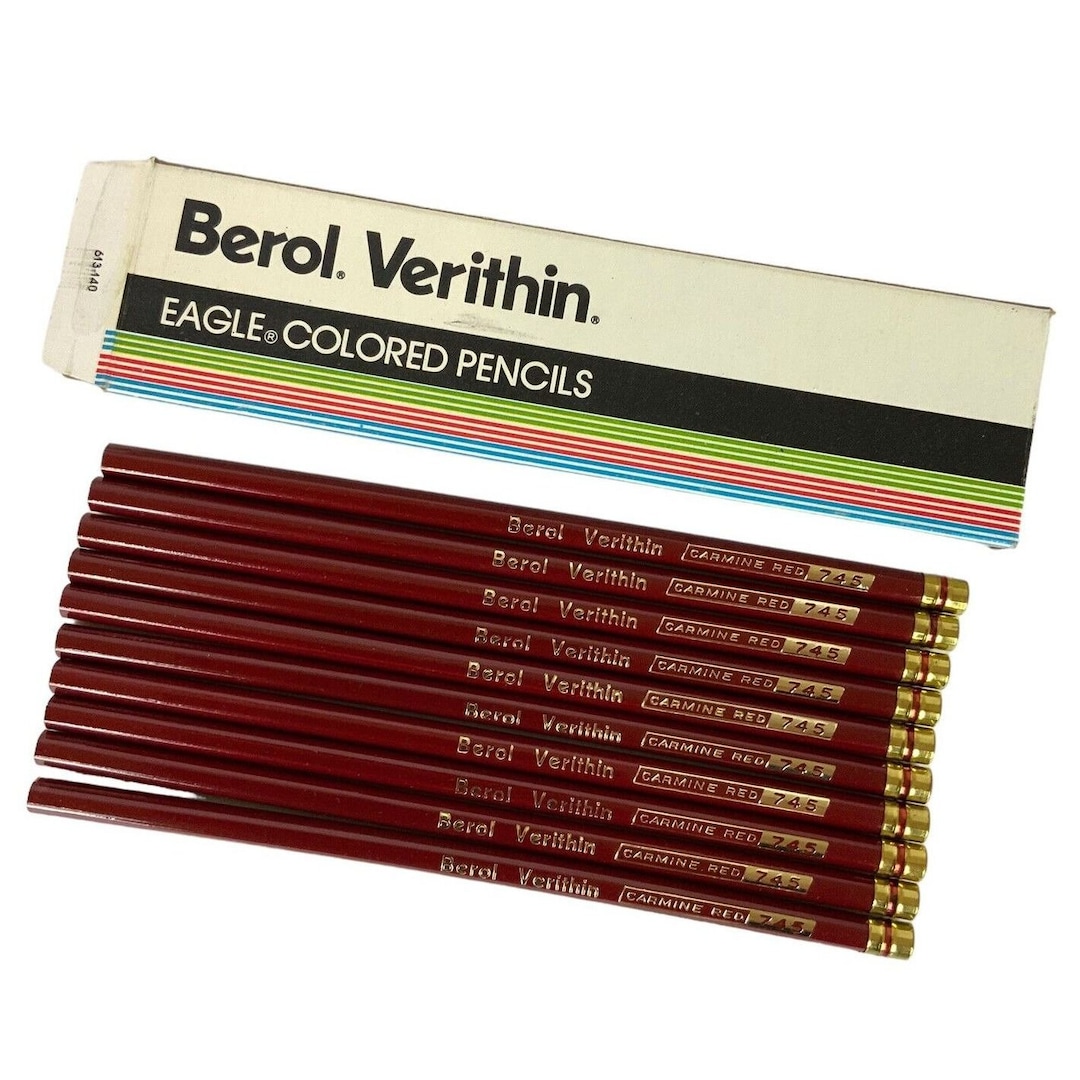 Berol Verithin Eagle Colored Pencils Partial Box of 10 Carmine Red 745 ...