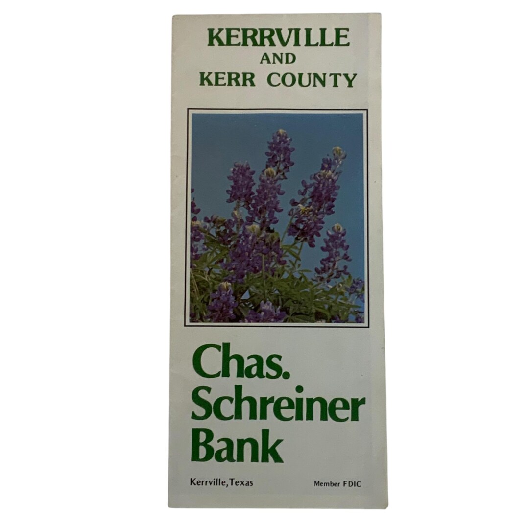 Vintage Kerrville & Kerr County Texas Map Brochure by Schreiner Bank ...