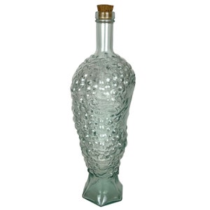 Textured Green Glass Bottle Wine Decanter Grape Clusters Leaf Tall ...