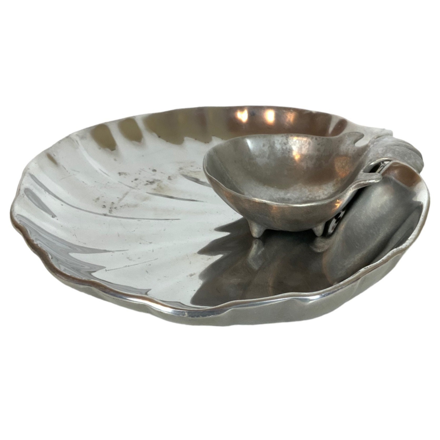 Wilton Armetale Clam Shell 2 Piece Appetizer Chip Dip Bowl Server Shiny ...