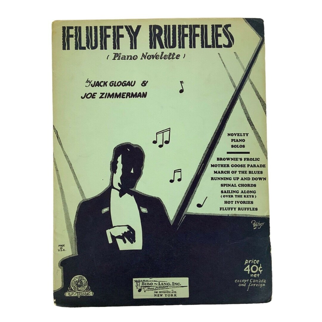 Fluffy Ruffles Piano Novelette Sheet Music by Glogau & Zimmerman Bibo ...