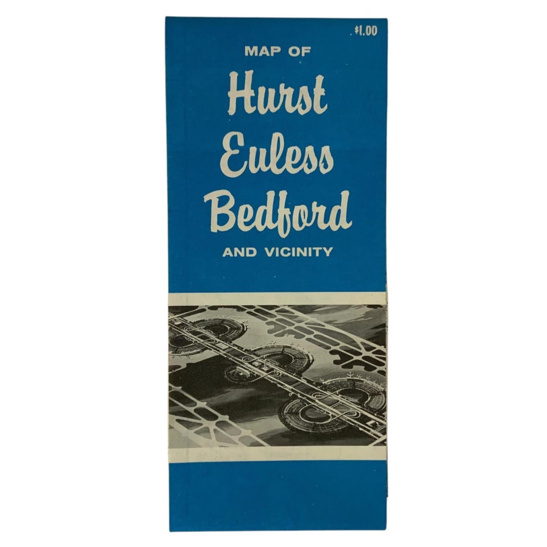 Vintage 1980s Map of Hurst Euless Bedford Vicinity North Texas DFW ...